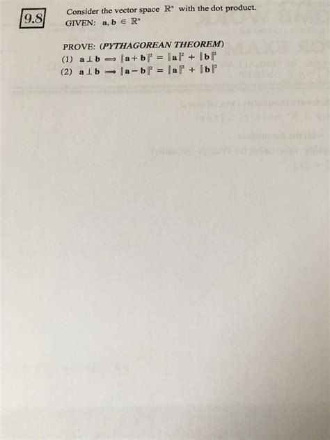 Solved Consider The Vector Space R With The Dot Chegg