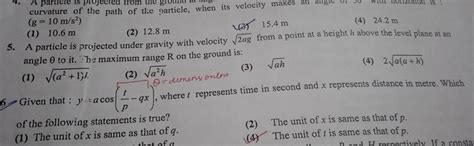Curvature Of The Path Of Thic Particle When Its Velocity Makes An Anger