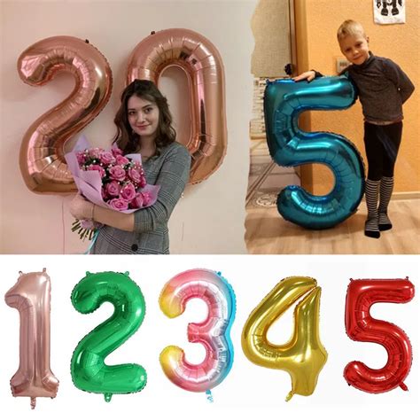 30 40 дюймов шар из фольги с цифрами розового, золотого, серебряного ...