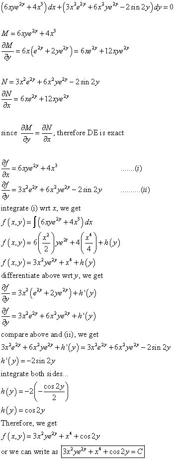 Differential Equations Solved Examples Solve The Following Exact