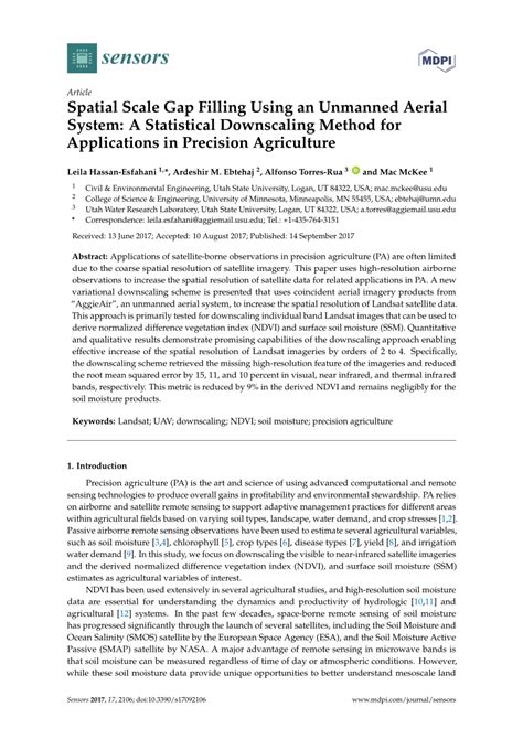 Pdf Spatial Scale Gap Filling Using An Unmanned Aerial System A