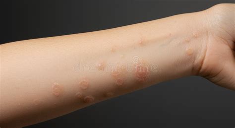 Detailed Close Up Of Tinea Versicolor Lesions On Fair Skin Stock