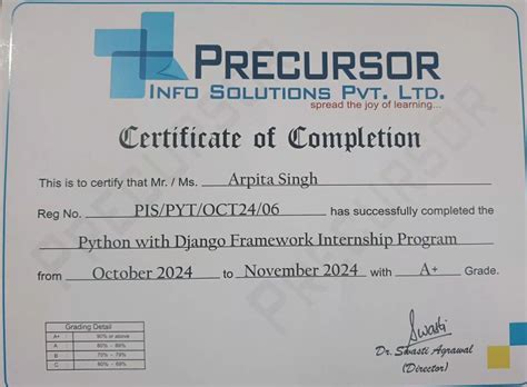 python django internship webdevelopment precursorinfosolutions