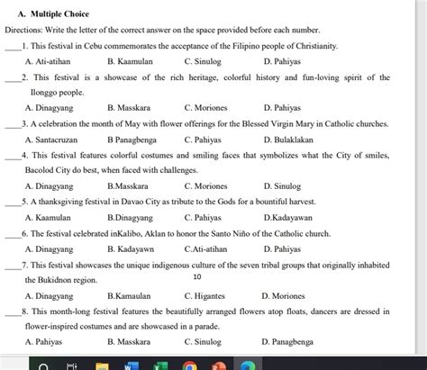 Solved A Multiple Choice Directions Write The Letter Of The Correct