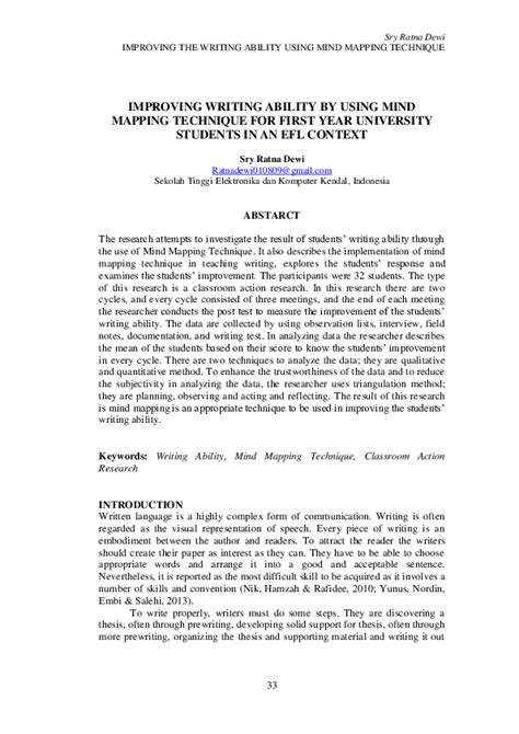 Pdf Improving The Writing Ability Using Mind Mapping Technique