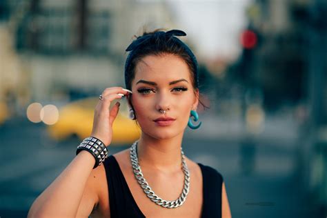2k Young Adult Long Hair Beauty Nose Rings Contemplation Headshot
