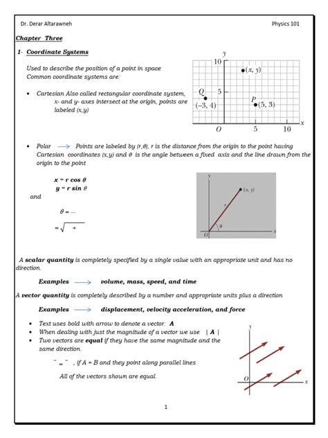 Phy 101 Ch 3 Pdf Euclidean Vector Cartesian Coordinate System