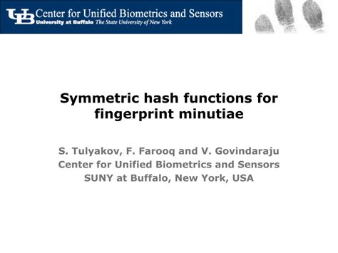 Ppt Symmetric Hash Functions For Fingerprint Minutiae Powerpoint Presentation Id3135023