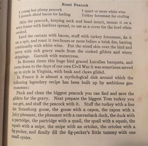 Found This In A 1920s Cookbook Roasted Peacock Roldrecipes