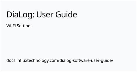 Wi Fi Settings Dialog User Guide