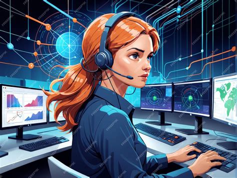 Female Hacker In Computer Server With Cyber Attack And Data Security