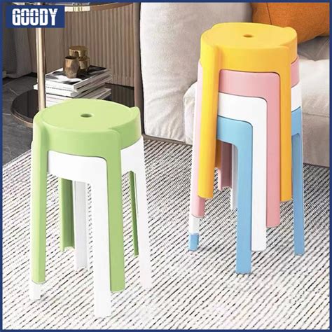 【4 Color】plastic Stool Chair Dining Stool Bar Stools Chair Sturdy
