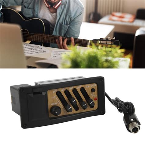 Acoustic Guitar Pickup 4 Band Eq Equalizer System Wood Grain Color For