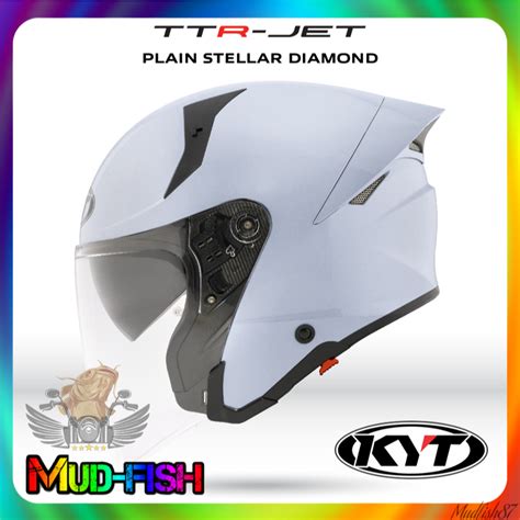 Topi Keledar Kyt Ttr Jet Plain Stellar Diamond Helmet Double Visor