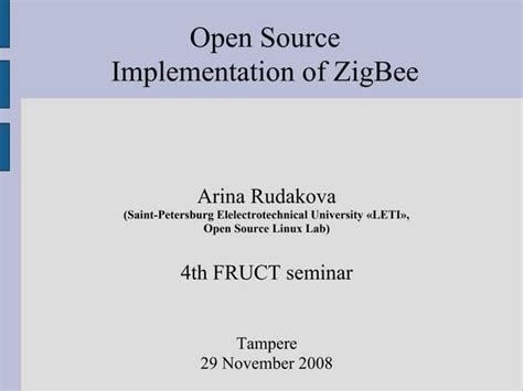 Open Source Implementation Of Zigbee Ppt