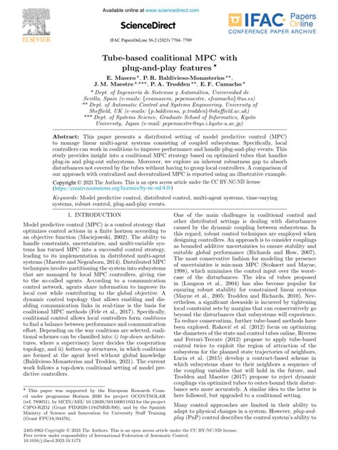 Pdf Tube Based Coalitional Mpc With Plug And Play Features