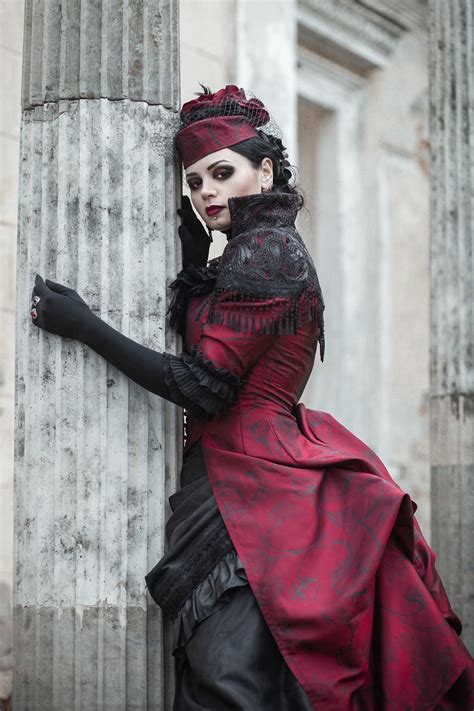 Pin on Antiquity Goth | Steampunk girl, Black vampire, Black and red