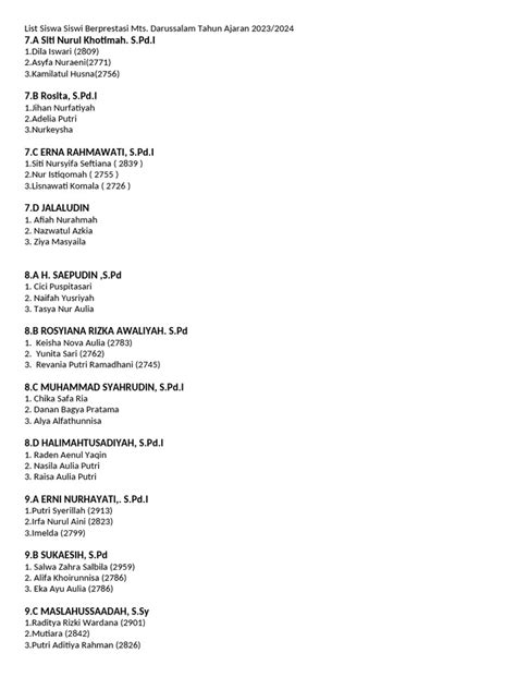 Siswa Berprestasi Semester Genap 2024 Pdf