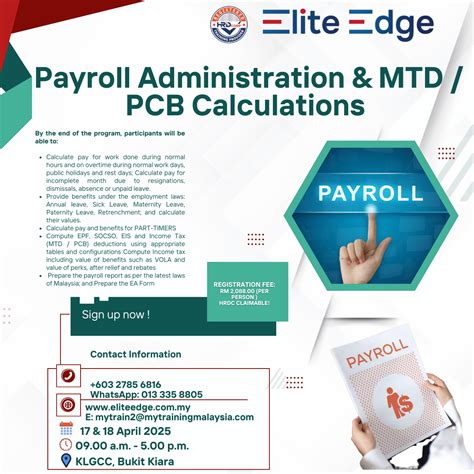 Payroll Administration And Pcb Calculations 2 Days Elite Edge