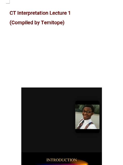 Ct Lecture 1 By Tope Pdf