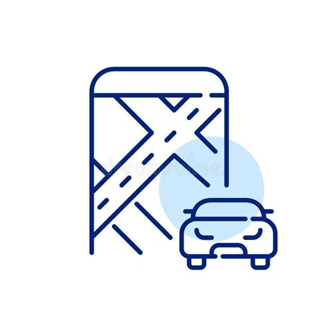 Smartphone App For Navigation And Route Planning Map And Car Pixel Perfect Icon Stock Vector