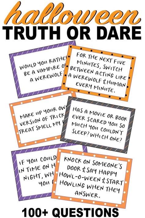 Free Printable Halloween Truth Or Scare Questions Truth Or Dare Questions Scary Halloween