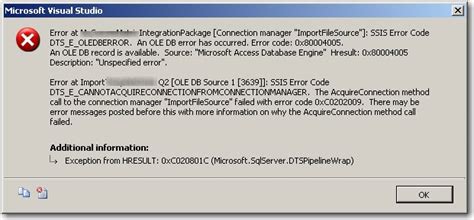 David Klein S Corner SSIS Unspecified Error And Could Not Find Installable ISAM
