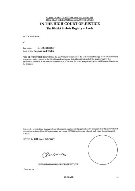 Grant Of Probate Apostille Service