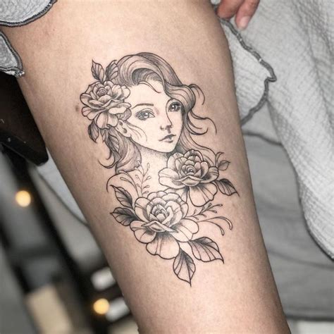 전주타투 ‘body Tag 현디 On Instagram “ 허벅지타투 감성타투 장미타투 손님도 울고 나도 울고 😢 정~~말 하고 싶었던 도안인 만큼 아쉬움이