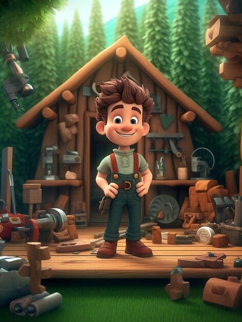 Premium Photo The Character Of A Carpenter On A Forest Background