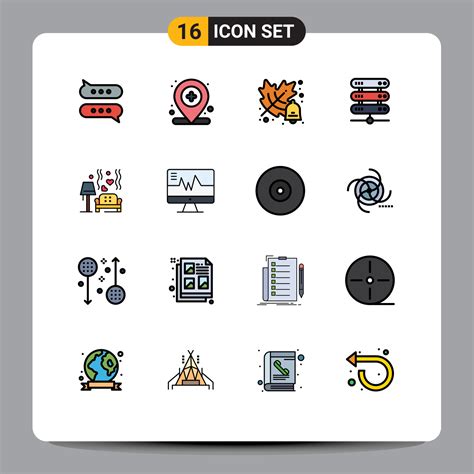 Set Of 16 Commercial Flat Color Filled Lines Pack For Love Lump Autumn Storage Data Editable