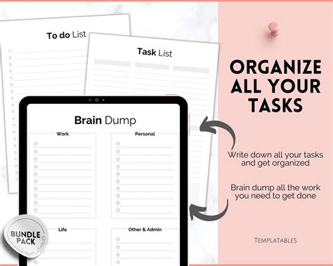 Task Triage Prioritize With To Do List And Brain Dump Digital Templates