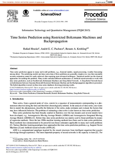 Pdf Time Series Prediction Using Restricted Boltzmann Machines And Backpropagation Renato