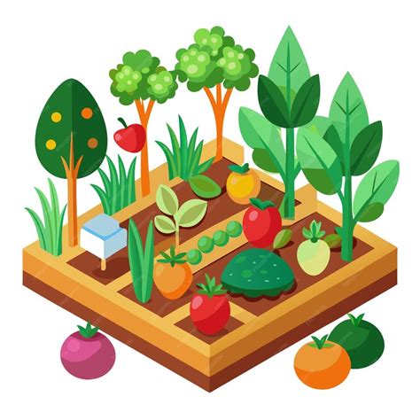 Vegetable Garden Clipart Cartoon Style Vector Illustration Premium Ai Generated Vector