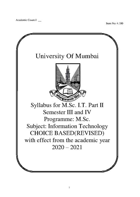 Blockchain Syllabus I Academic Council Item No 4 University Of Mumbai Syllabus For M I