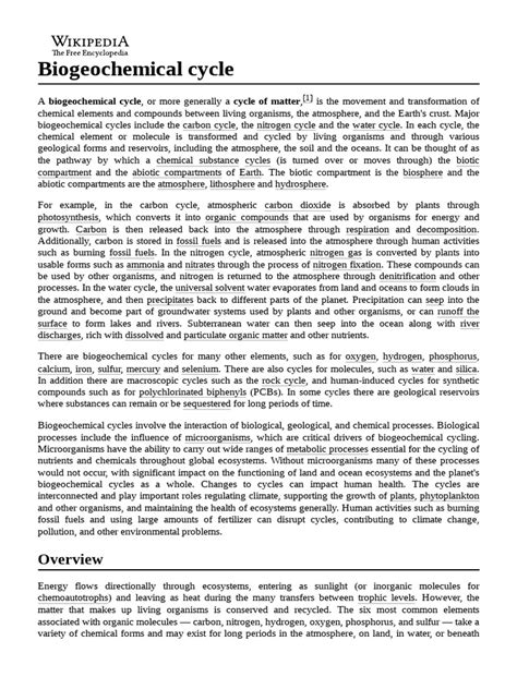 Biogeochemical Cycle Pdf