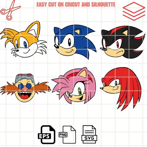 Sonic The Hedgehog Bundle Svg Sonic Face Svg Sonic Head Svg Layered Svg Cricut Silhouette