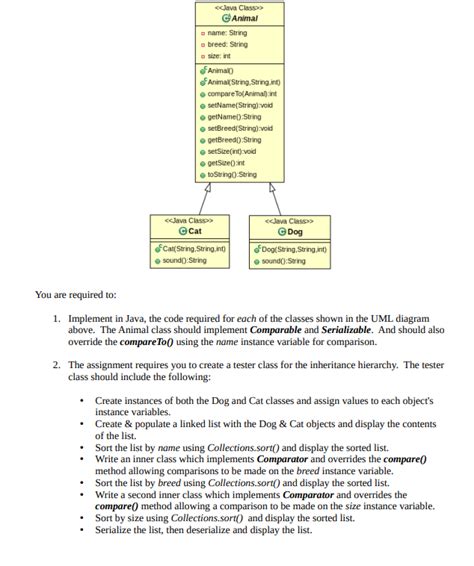 Solved 1 Implement In Java The Code Required For Each Of