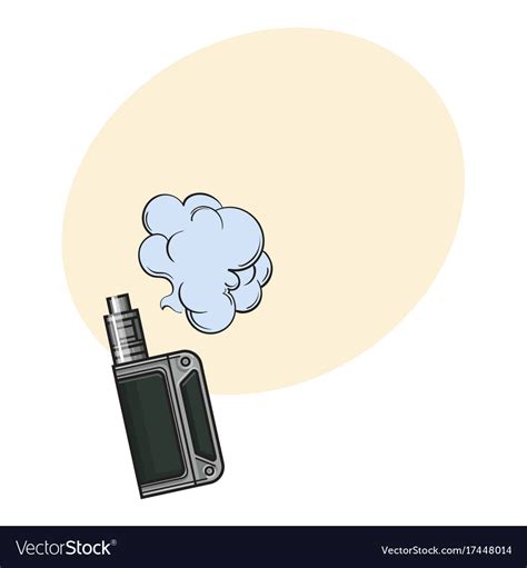 Hand Drawn Vape Vaping Device With Smoke Cloud Vector Image