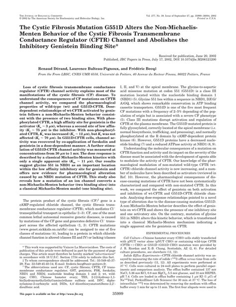 Pdf The Cystic Fibrosis Mutation G551d Alters The Non Michaelis Menten Behavior Of The Cystic