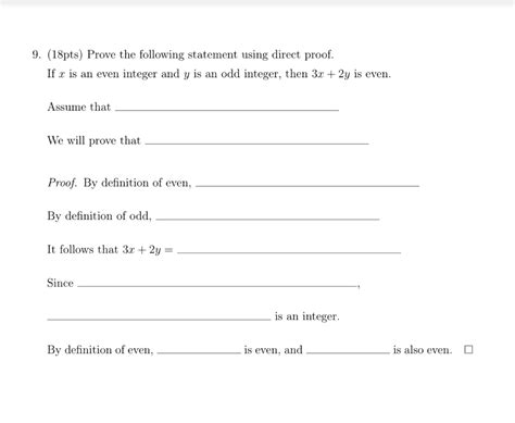 solved 9 18pts prove the following statement using direct