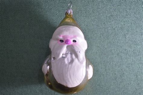 Купить Игрушка елочная стеклянная Дед Мороз красный нос Стекло подвес 5 СССР цены фото