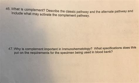 Solved 46 What Is Complement Describe The Classic Pathway