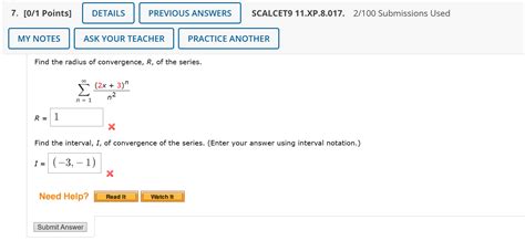 Solved 7 [0 1 Points] Scalcet9 11 Xp 8 017 2 10 Find The