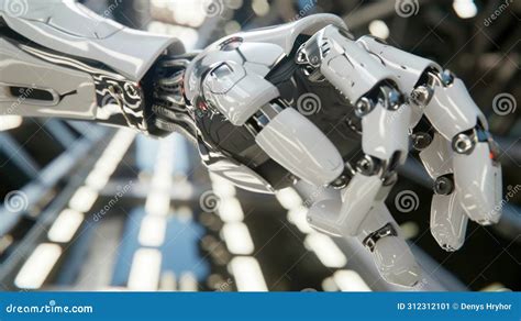 A Robotic Hand Is Seen Manipulating A Laptop Inside A Room Stock Image Image Of Machine