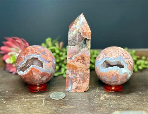 Druzy Pink Cotton Candy Agate Pink Agate Crystal Stone Tower Point