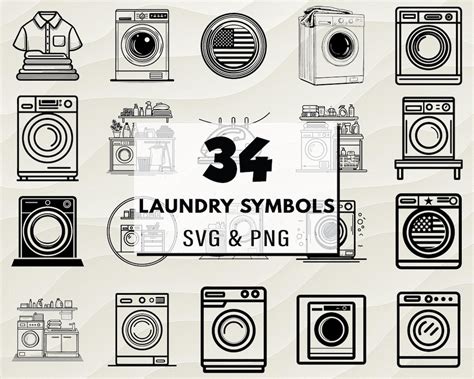 Laundry Symbols Svg Png Bundle Washing Icons Clipart Care Label