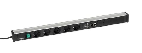 Power Rail 683mm 5 Sockets Switch 2usb 2xcat6a Treston