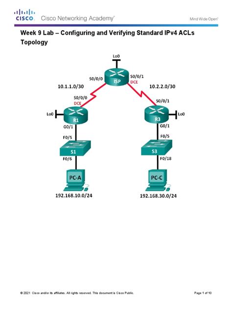 Week 9 Lab Configuring And Modifying Standard Ipv4 Acls Ilm Pdf