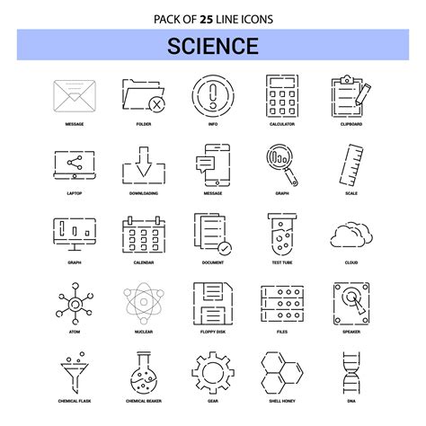 Science Line Icon Set 25 Dashed Outline Style 14062228 Vector Art At Vecteezy
